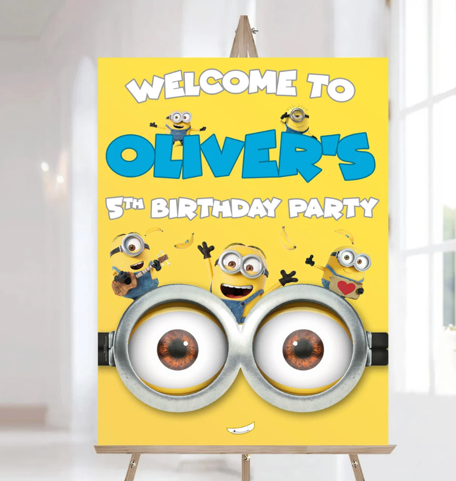Minions - Welcome Sign - Foamboard 3x2 feet - Custom Name & Age ...