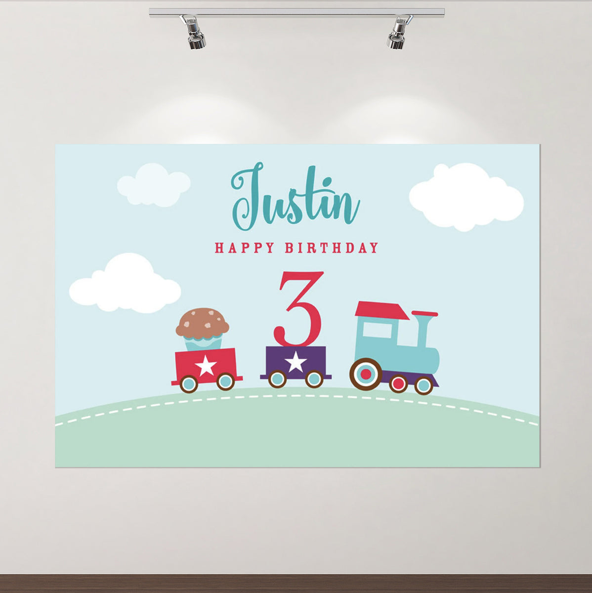 Custom Train Birthday Poster Backdrop 60x40 Inch – MATTEO PARTY