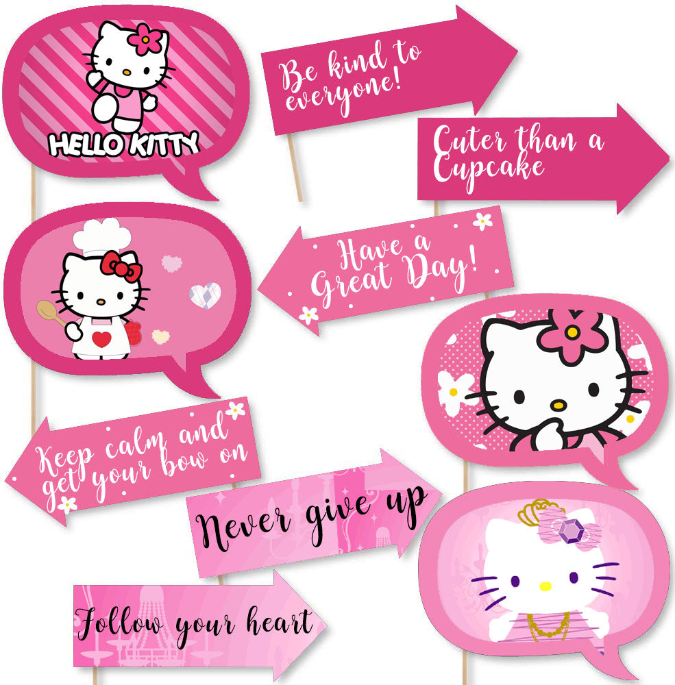 Hello Kitty Party or Birthday Party Photo Booth Props Kit - 10 Piece ...