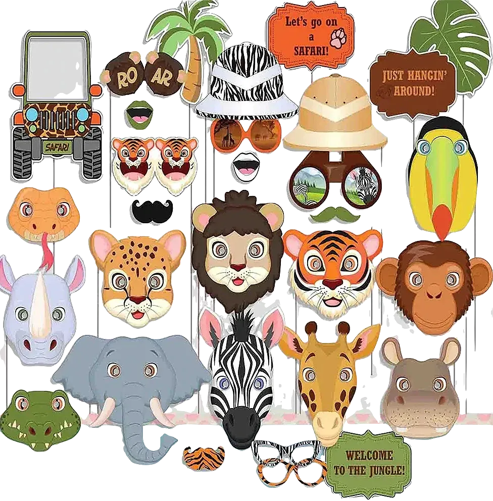 PB722 Safari Jungle Zoo Animals Photo Booth Props – MATTEO PARTY