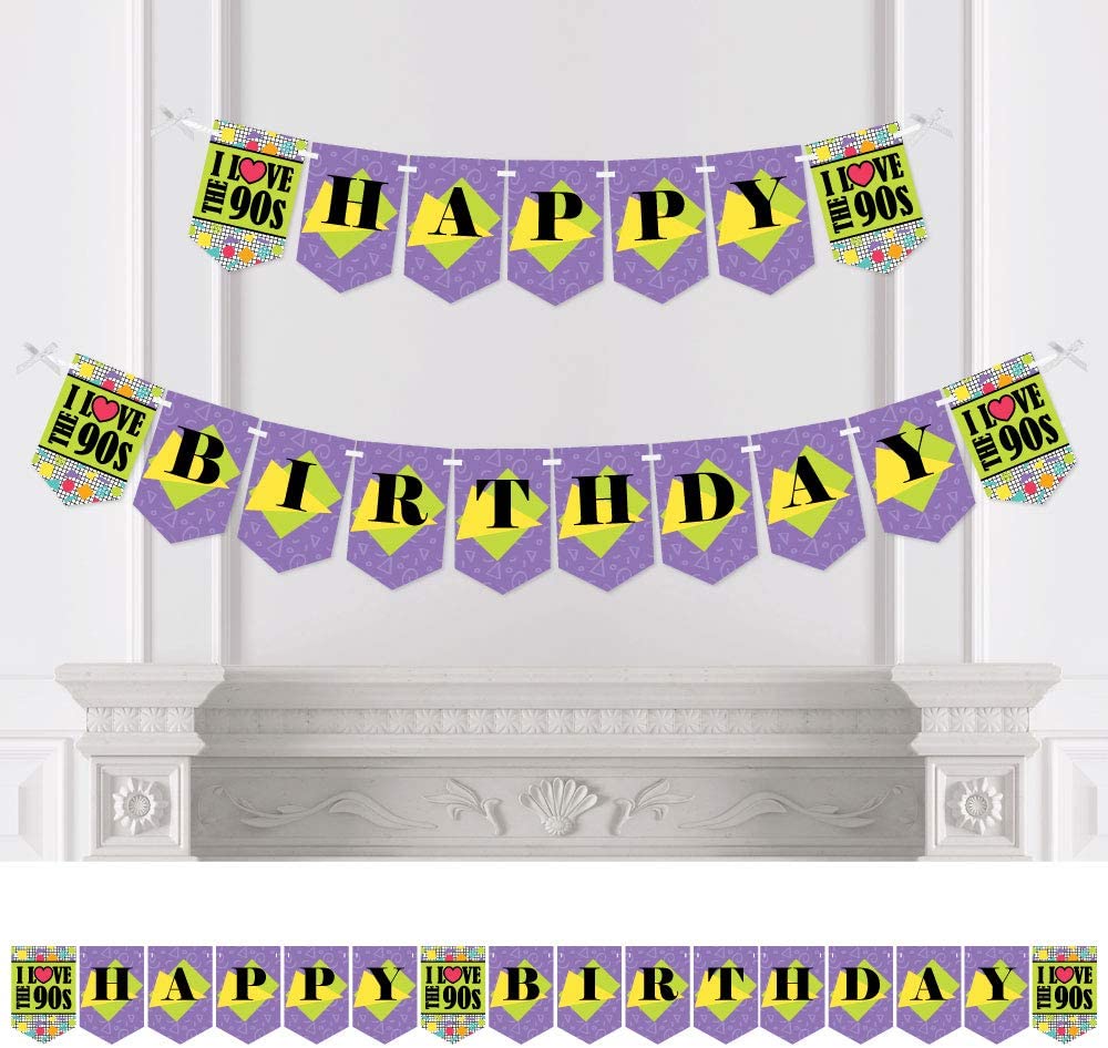 90's Throwback - 1990s Birthday Party Bunting Banner - Birthday Party ...