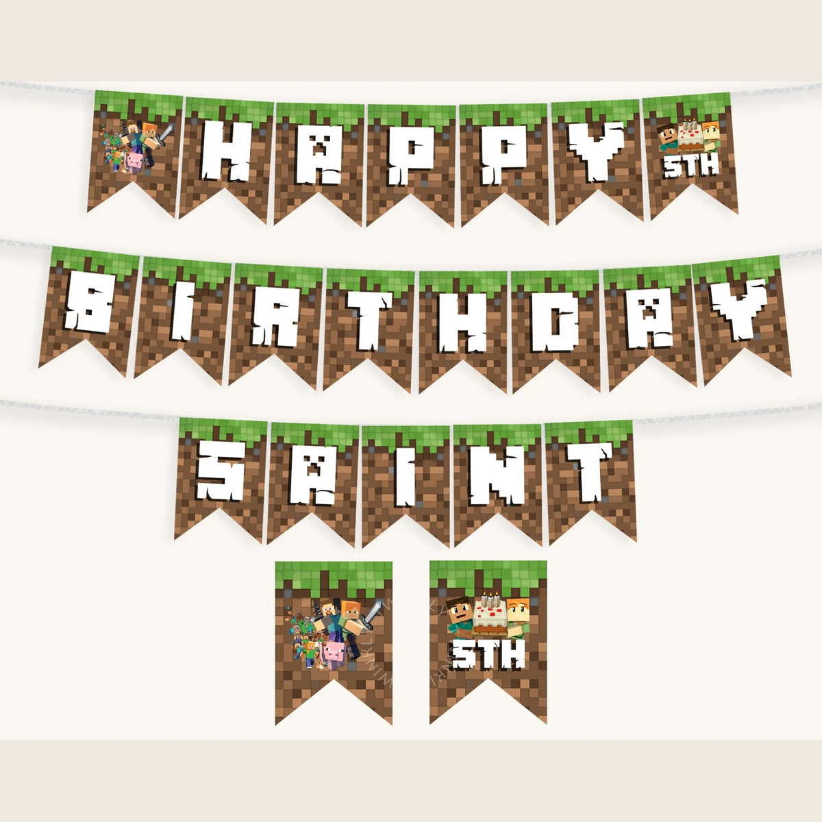 Minecraft - Custom Name & Age - Birthday Party Bunting Banner – MATTEO ...