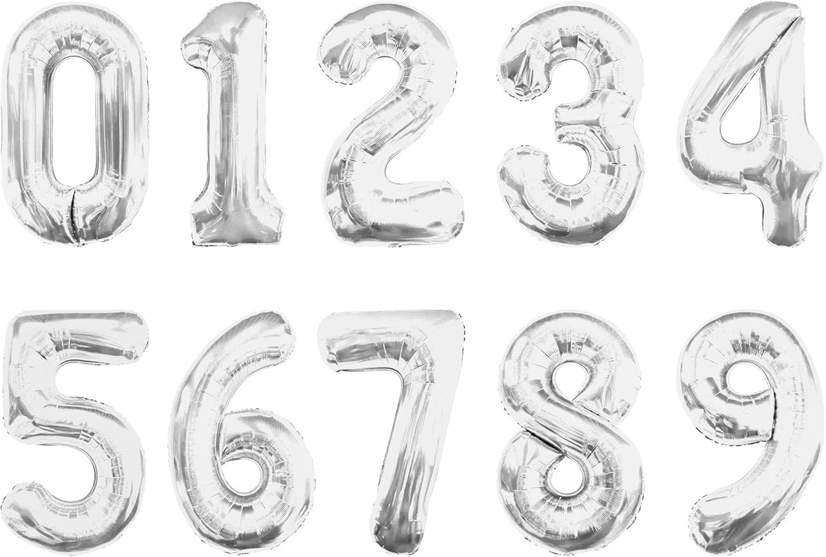 Small Number Balloons - 16 Inch - Silver - Air Fill Only – MATTEO PARTY