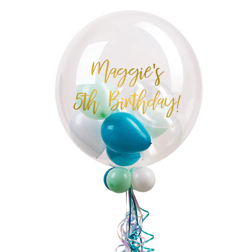 Personalised Bubble Balloon – 24 Inch - Sea Foam - With Helium – MATTEO ...