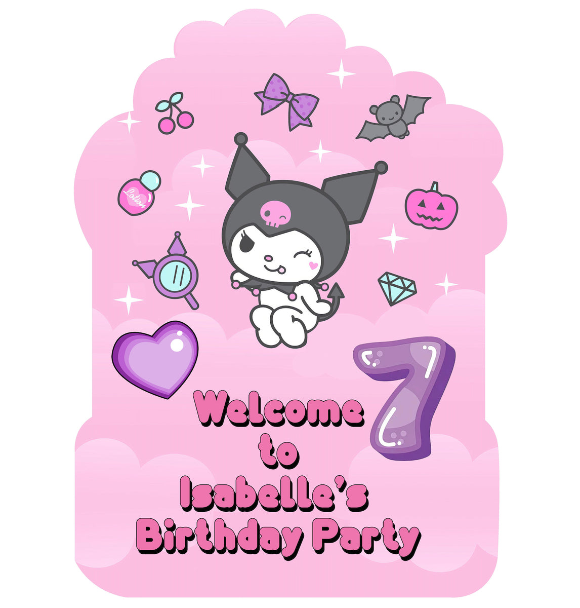 Kuromi - Welcome Sign - Foamboard 3x2 feet - Custom Name & Age – MATTEO ...