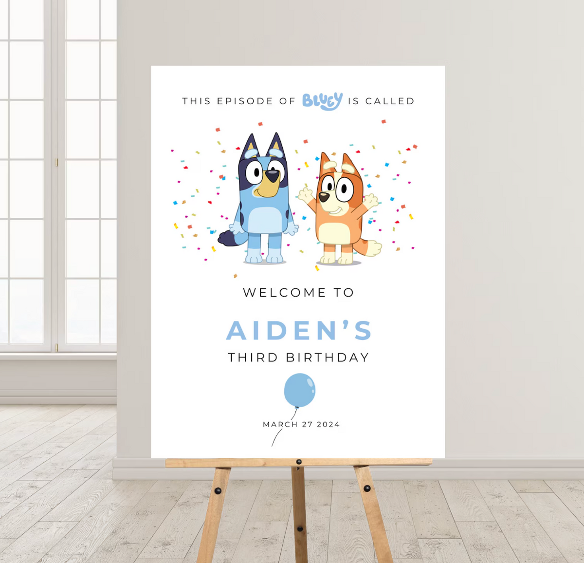 Bluey - Welcome Sign - Foamboard 3x2 feet - Custom Name & Age – MATTEO ...