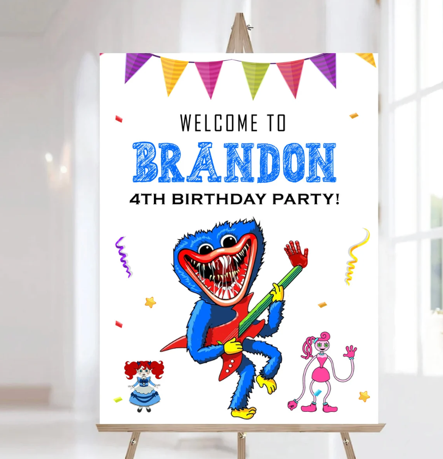 Custom Huggy Wuggy Party Welcome Sign – MATTEO PARTY