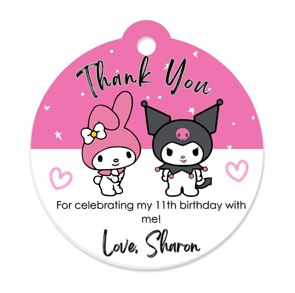 Custom Kuromi & Melody Birthday Party Favor Gift Tags (Set of 20 ...
