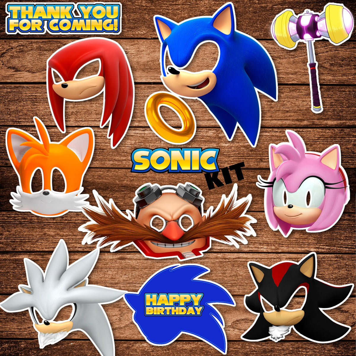 Sonic Photo Booth Props (12 Pieces) – MATTEO PARTY
