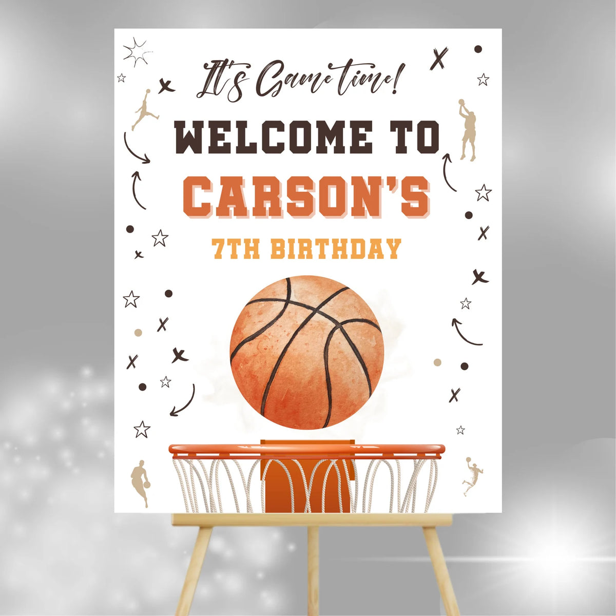 Basketball - Welcome Sign - Foamboard 3x2 feet - Custom Name & Age ...