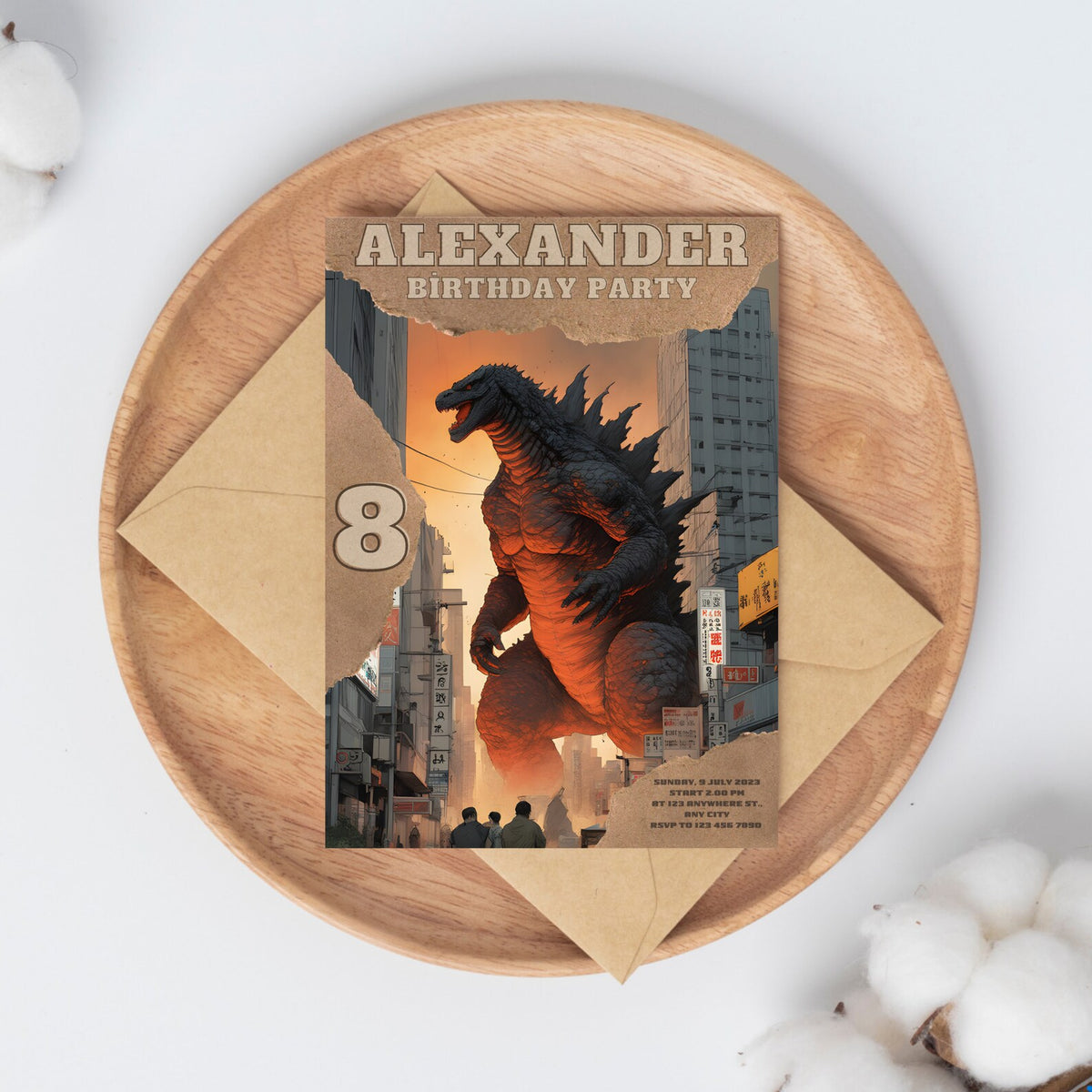 Custom Godzilla Birthday Party Invitation Cards (8 count) – MATTEO PARTY