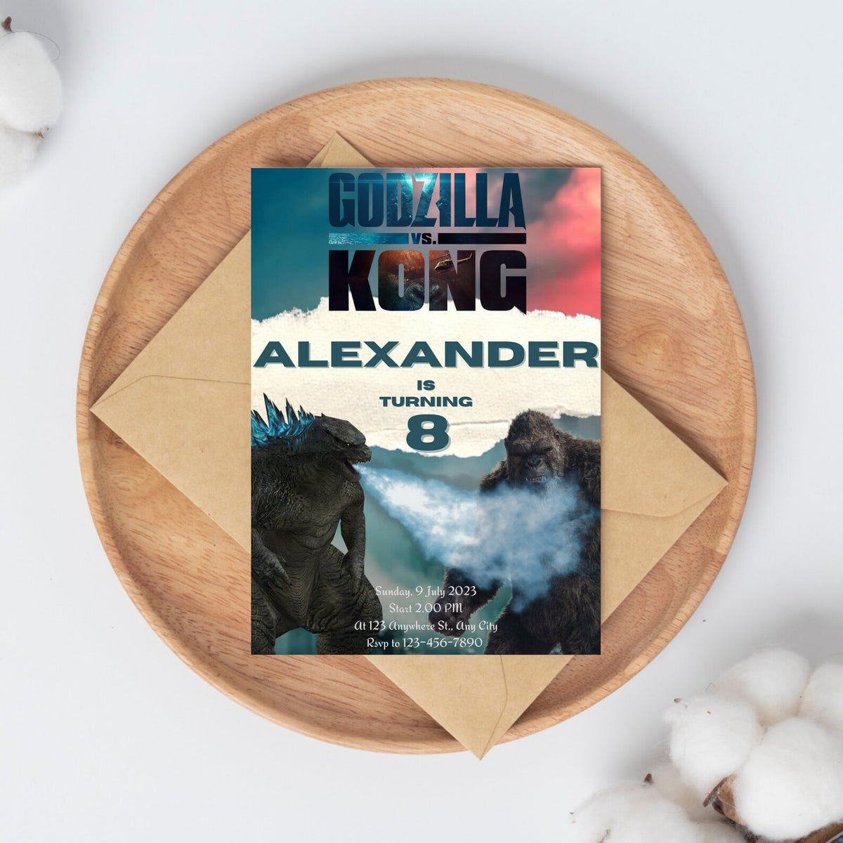 Custom Godzilla Birthday Party Invitation Cards (8 count) – MATTEO PARTY