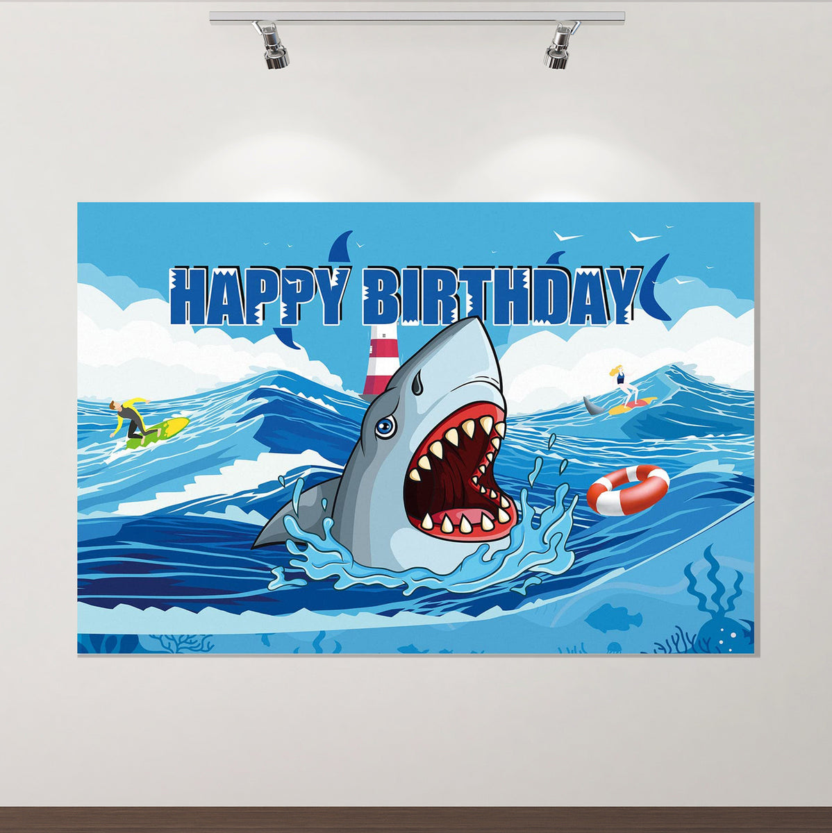 Shark Birthday Poster Backdrop 60x40 Inch – MATTEO PARTY