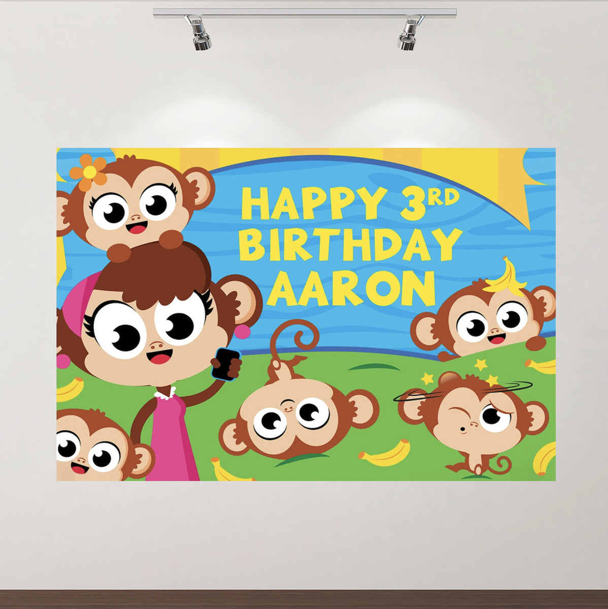 Custom Monkeys Birthday Poster Backdrop 60x40 Inch – MATTEO PARTY