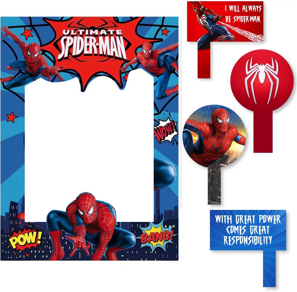 Spider-Man Party or Birthday Party Selfie Photo Booth Picture Frame an ...