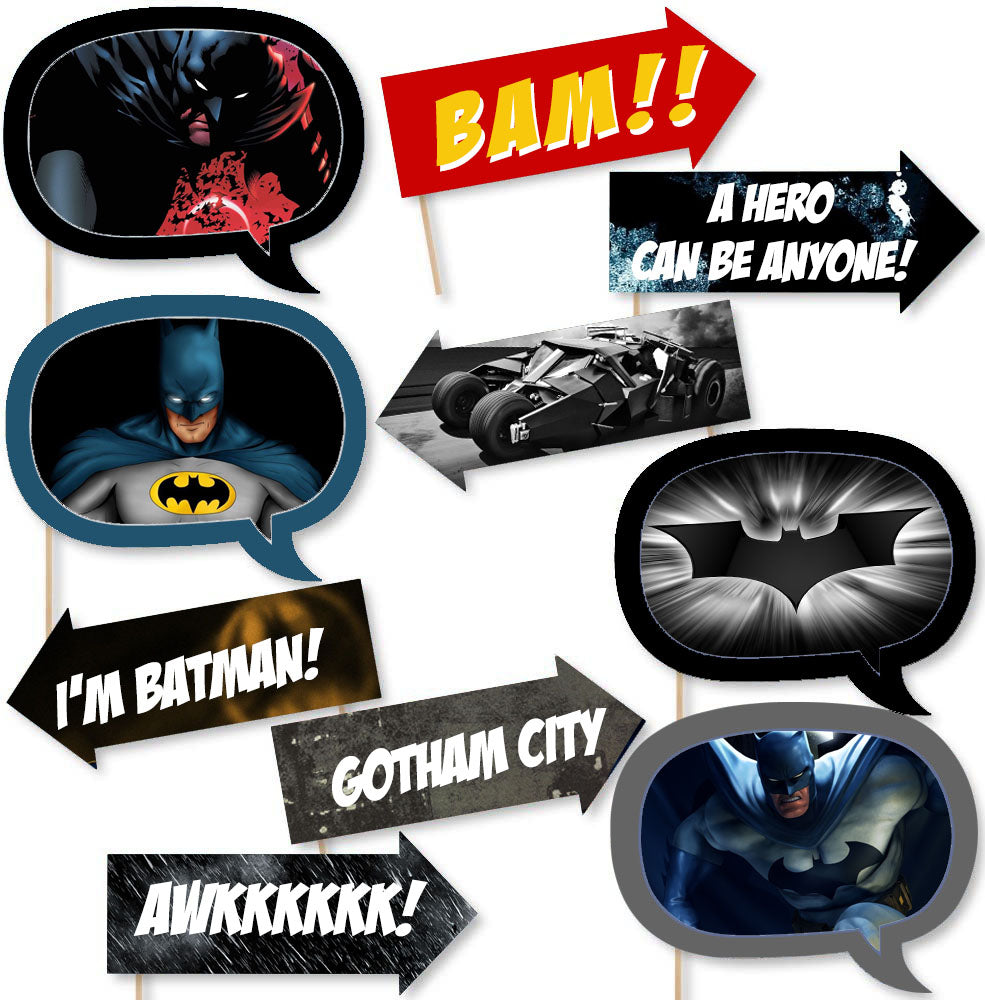 Batman Party or Birthday Party Photo Booth Props Kit - 10 Piece ...