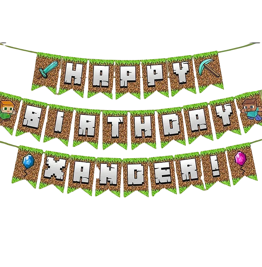 Minecraft - Custom Name & Age - Happy Birthday Bunting – MATTEO PARTY