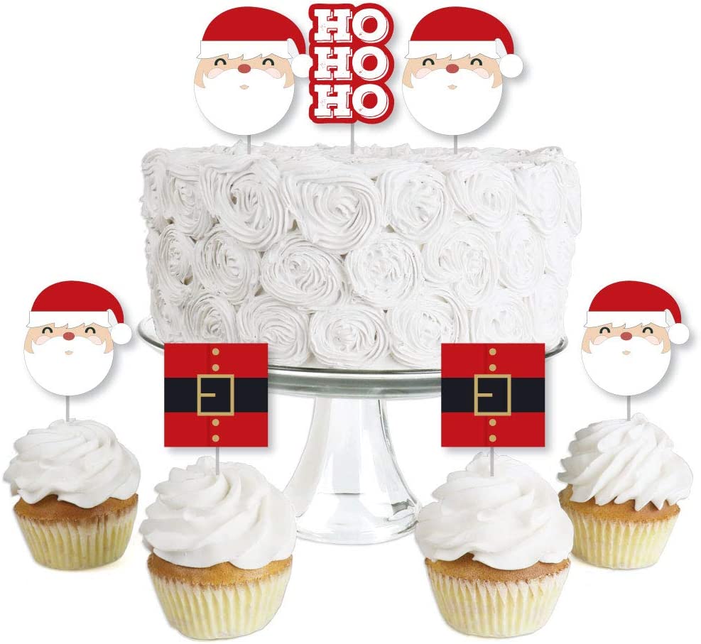 Jolly Santa Claus - Dessert Cupcake Toppers - Christmas Party Clear Tr ...