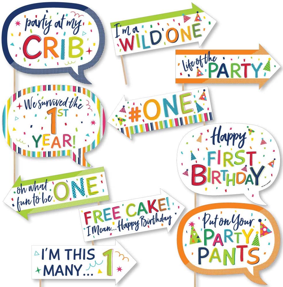 Funny 1st Birthday - Cheerful Happy Birthday - Colorful First Birthday ...
