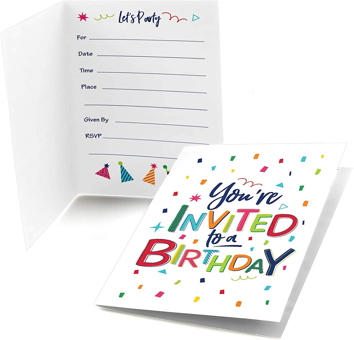 Cheerful Happy Birthday - Fill In Colorful Birthday Party Invitations ...