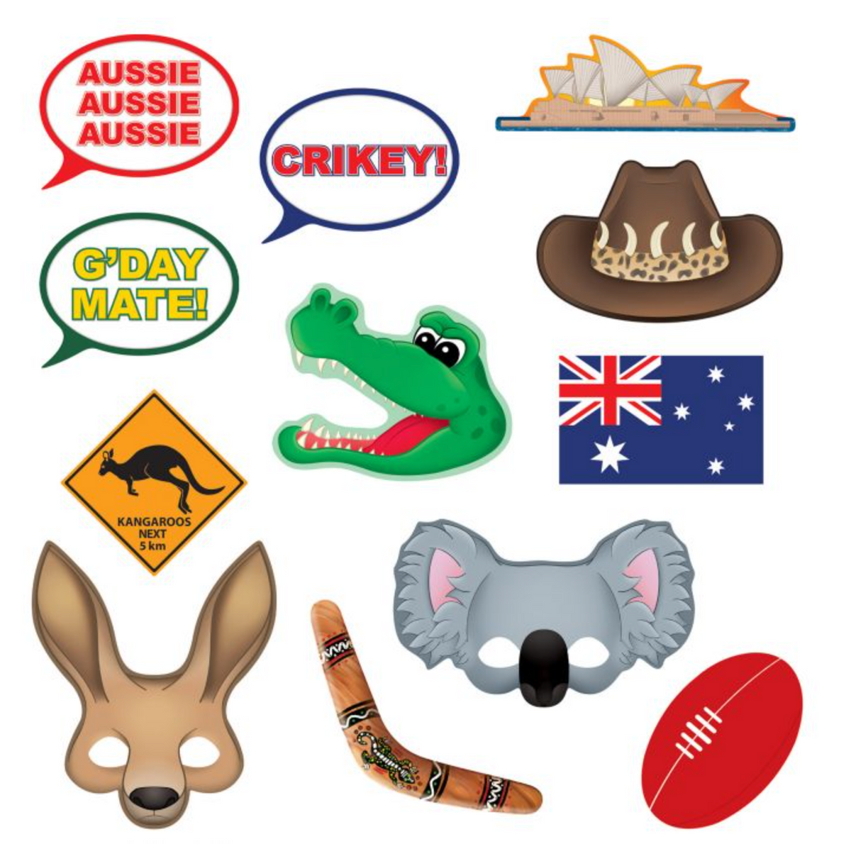 Australian Photo Booth Props Kit - 12 Piece – MATTEO PARTY