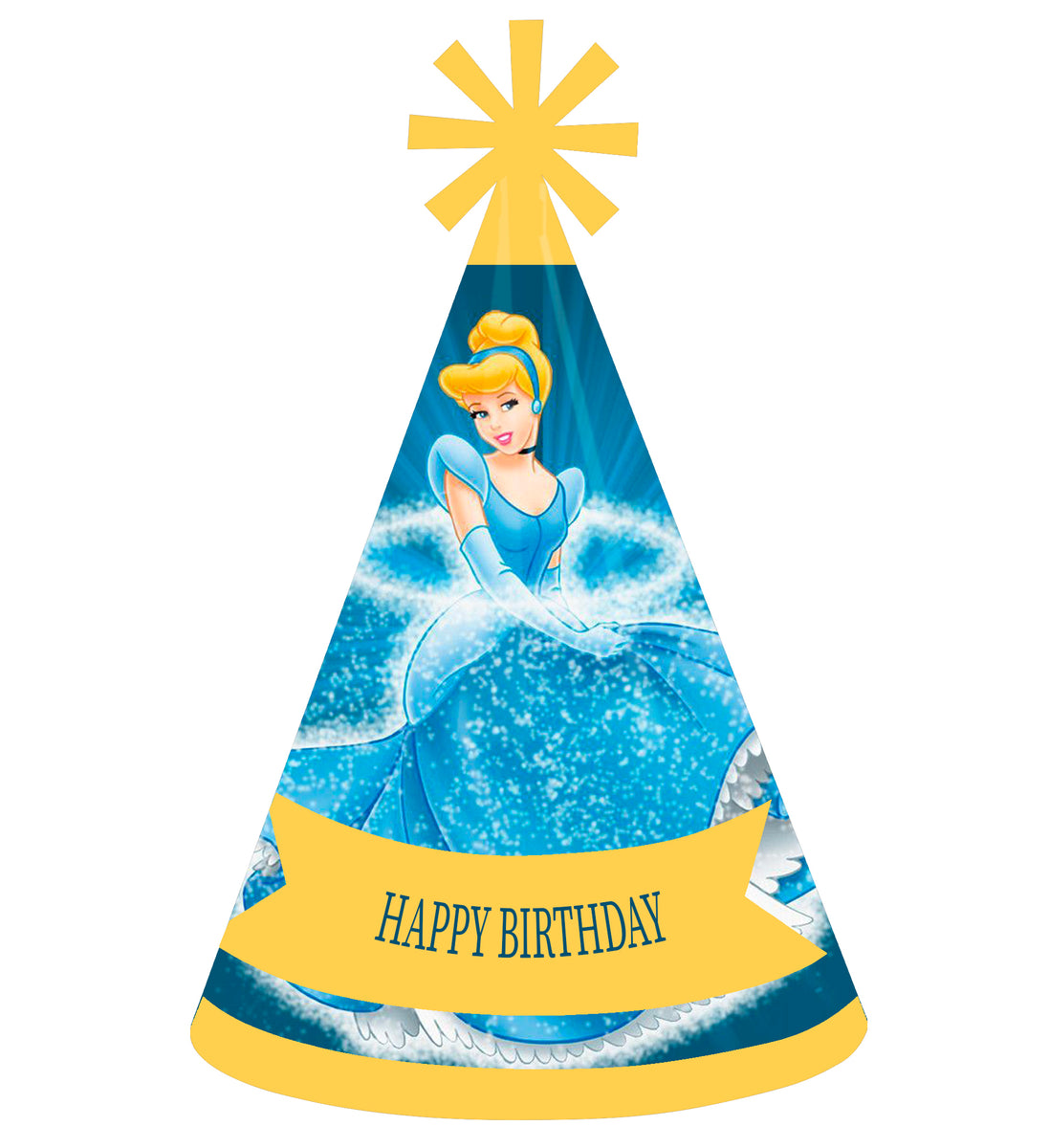 Cinderella - Cone Happy Birthday Party Hats for Kids and Adults - Set ...