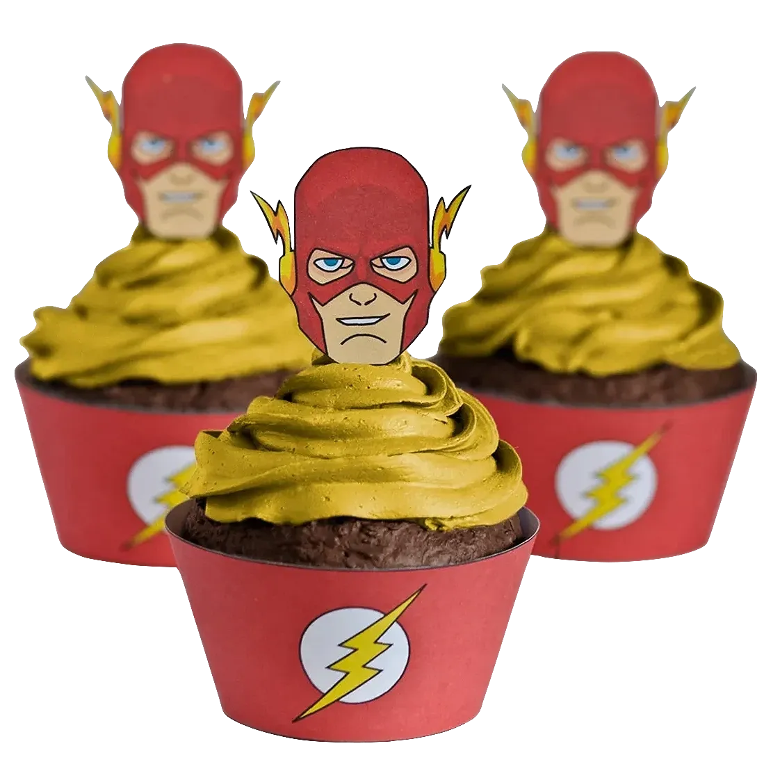 Flash Birthday Party Cupcake Wrappers and Treat Picks Kit - Set of 24 ...