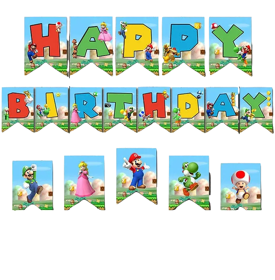 Super Mario Birthday Banner