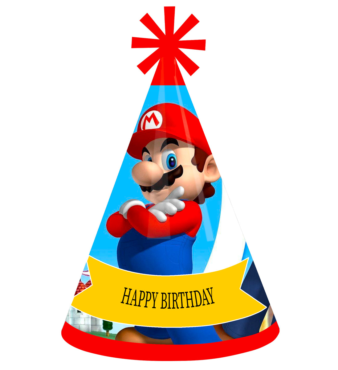 MARIO - Cone Happy Birthday Party Hats for Kids and Adults - Set of 8 ...