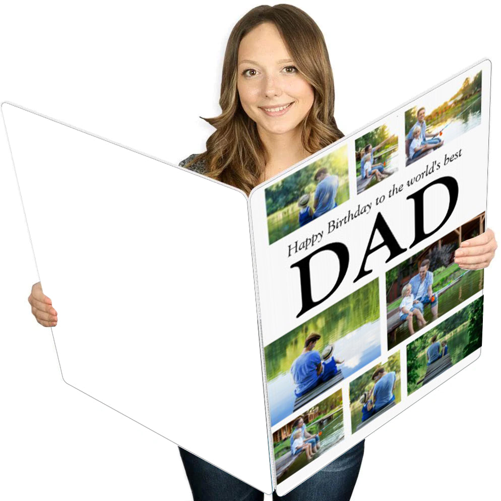 Custom Happy Birthday World's Best Dad 8 Photo Giant Card - 16.5 x 22 ...